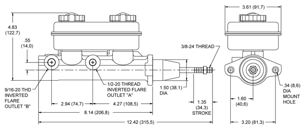 Wilwood 260-4894 Stock Mount Tandem Master Cylinder Kit – Performance ...